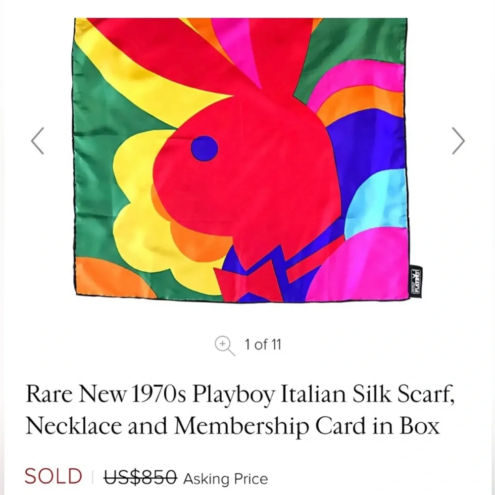 PLAYBOY | Accessories | Rare 97s Playboy Italian Silk Square Scarf ...